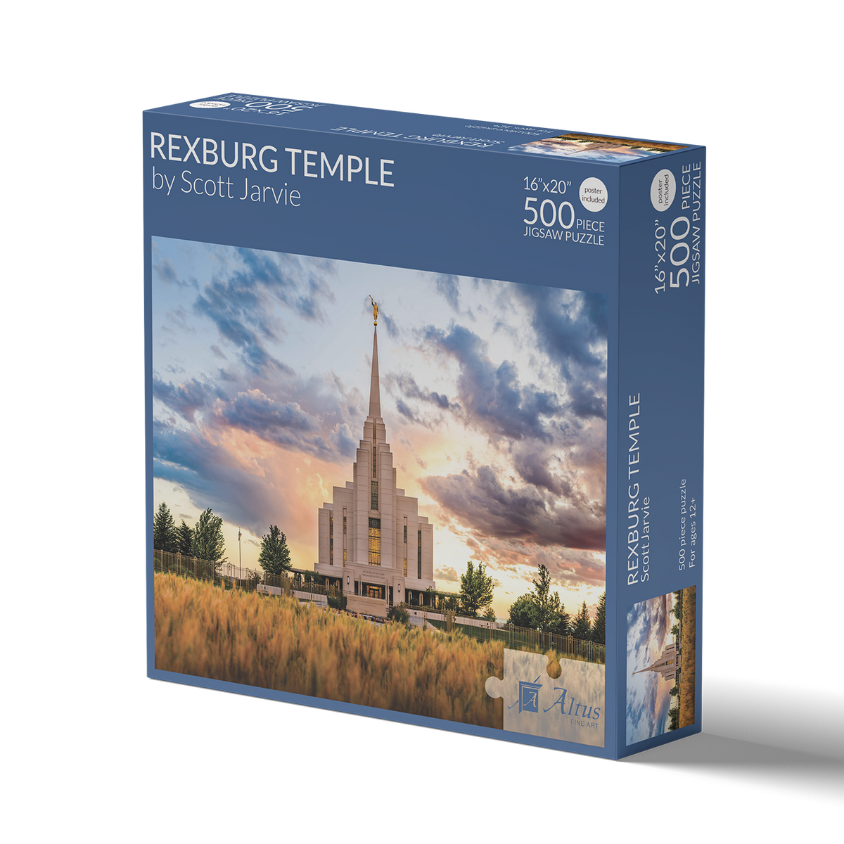 Rexburg Temple - Fiery Sunset by Scott Jarvie | Altus Fine Art