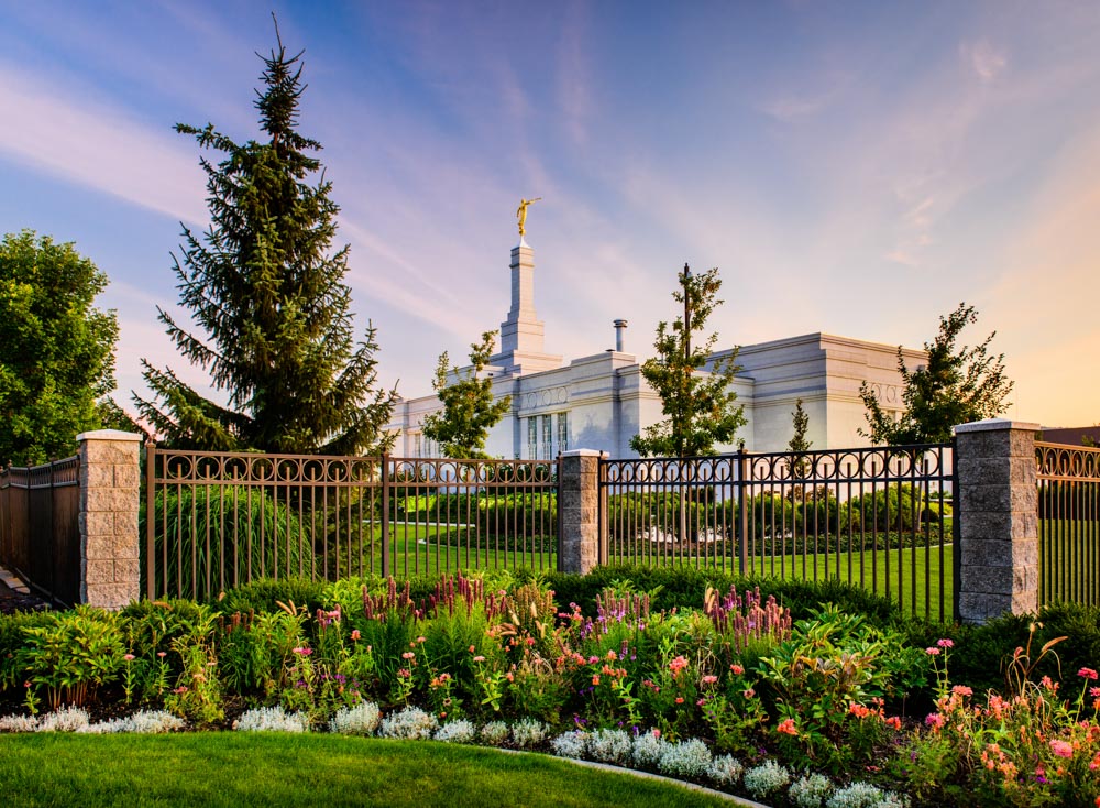 Spokane Temple - Flowers and Fence by Scott Jarvie | Altus Fine Art