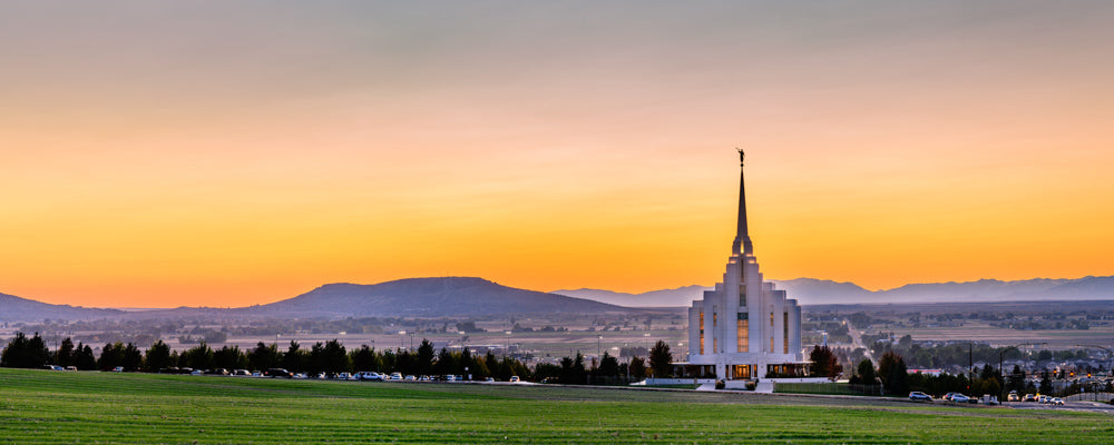 Rexburg Temple - Sunset Panorama by Scott Jarvie | Altus Fine Art